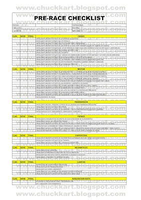 "CHUCK": PRE-RACE CHECKLIST