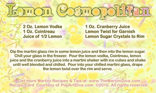 The MARTINI DIVA: THE LEMON COSMOPOLITAN MARTINI