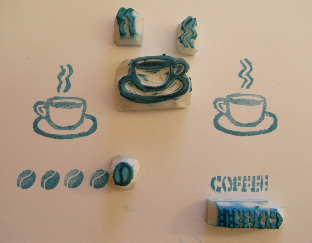 saraccino: Carved stamps - a coffee themed set