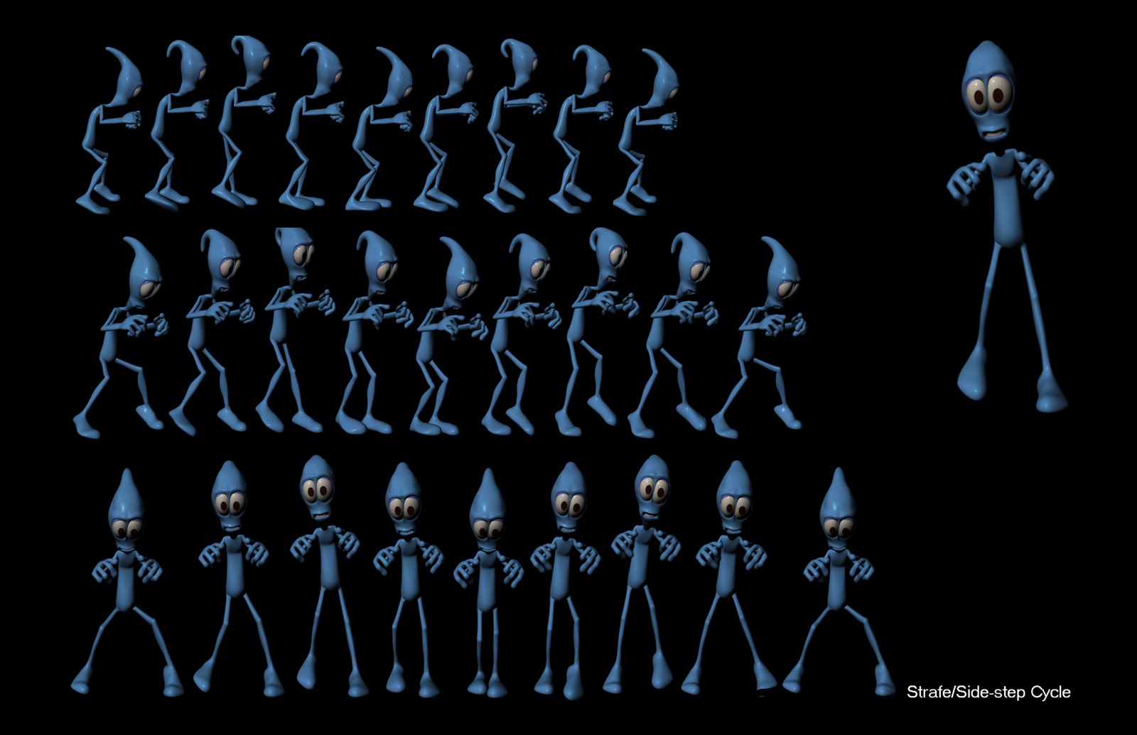 Chuck Roquemore's Animation: Strafe/Side-step Cycle