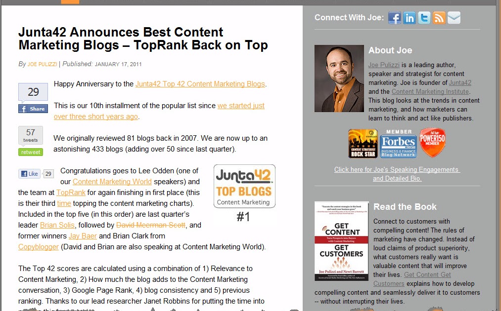 Simple Marketing Blog: Junta42 Best Content Marketing Blogs Updated!