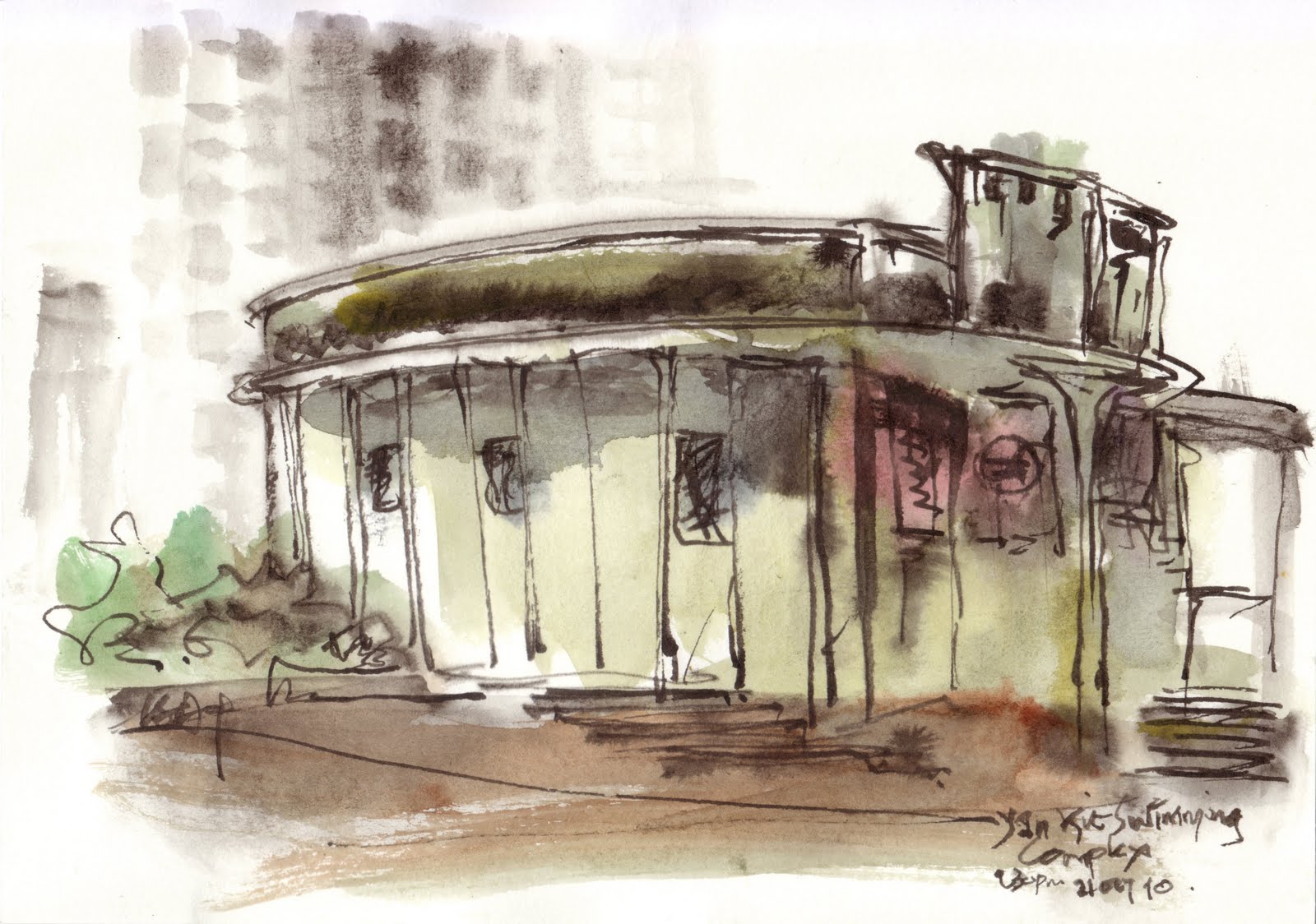 Urban Sketchers Singapore : Yan Kit Swimming Complex
