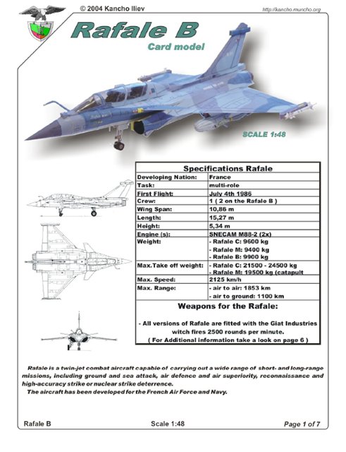 Amantes da Aviação: Rafale-B 1-48 Paper Model