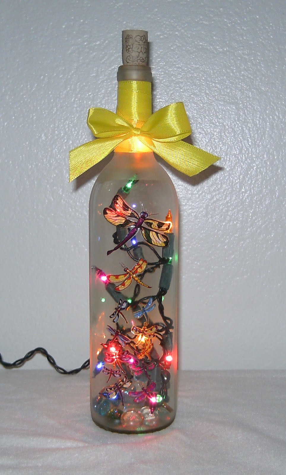 Elegant WIne Bottles: Ribbon Lighted Wine Bottle