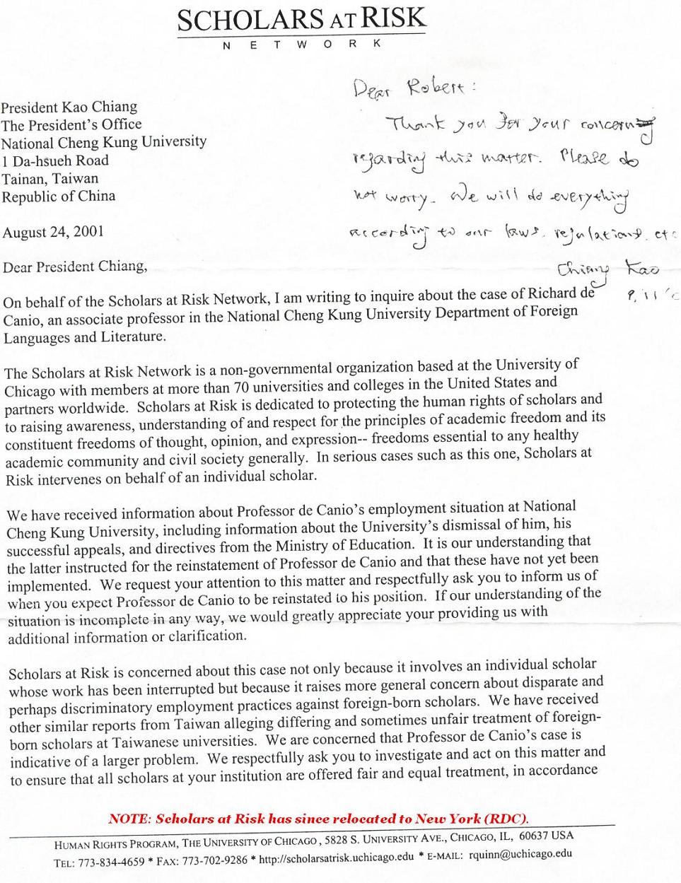 Human Rights at NCKU: Letter Concerning Human Rights Abuses at National ...