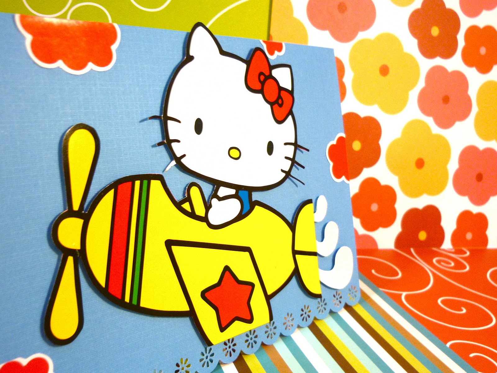 My First Card: Flaunt it Fridays' Blog Hop: Hello Kitty & Airplane