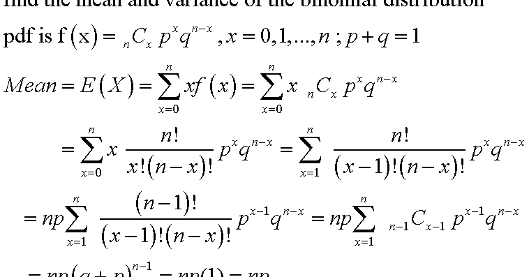 Mixture Derivation Of Mean And Variance Of Binomial Distribution