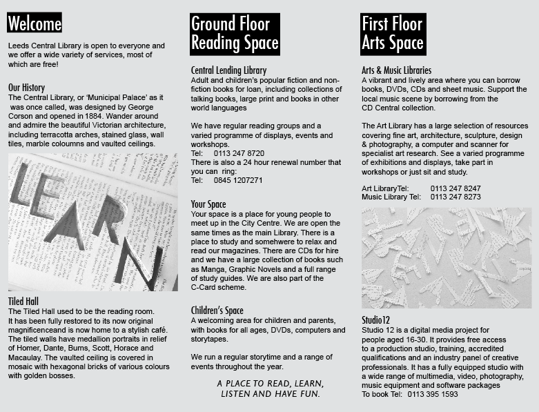 FMP: Leeds Library Promotional Campaign - Leaflet Layout Re-design
