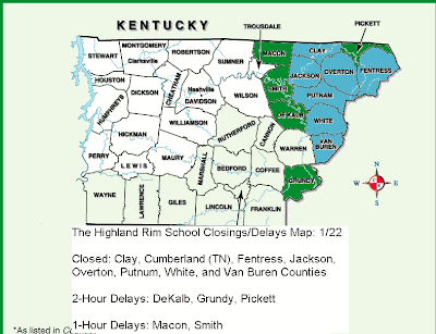 The Highland Rim TN WX Blog: TN School Closings/Delays Map: 1/22