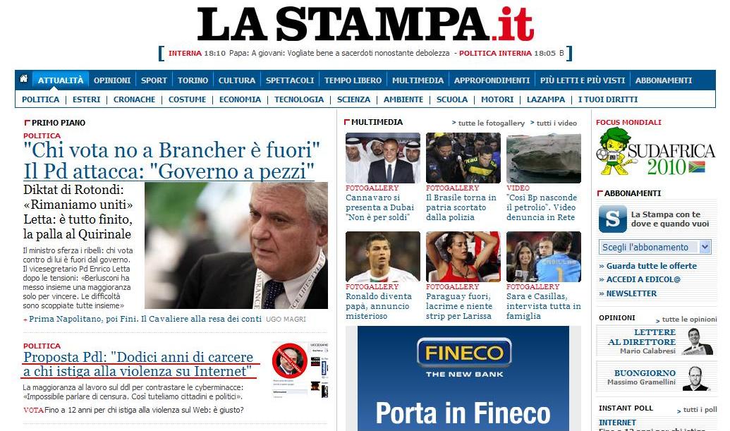 In tutta sincerità...: La non-notizia de "La Stampa.it"
