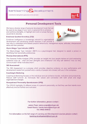 Kent Learning & Development: Personal Development Tools **Flyer**