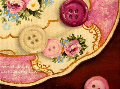 IttY BittY BiTs of PreTTy...BuTtoNs Painting in OIL by LARA - Vintage live