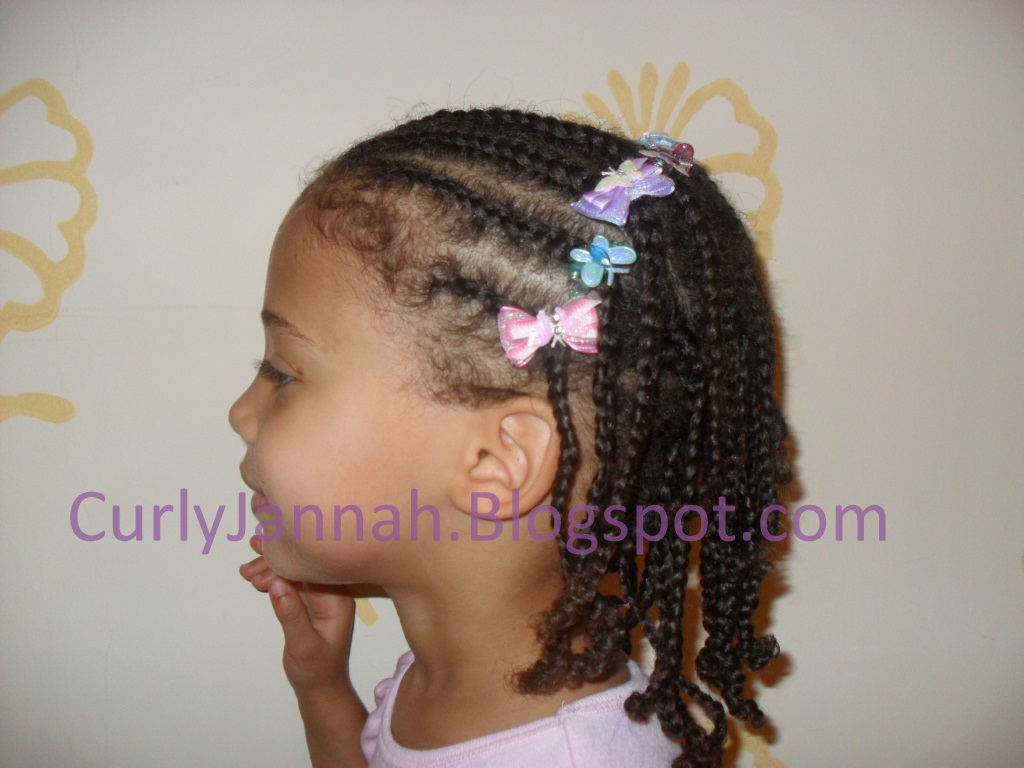 Curly Jannah: Slanted Cornrows with Box Braids