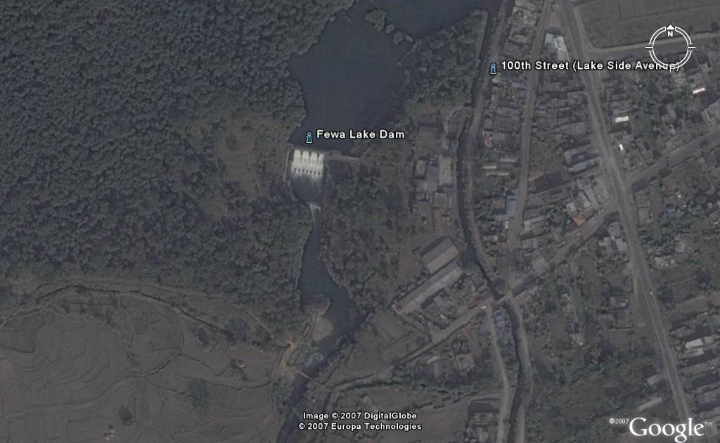 Maps of Nepal: Pokhara--Phewa Lake Dam