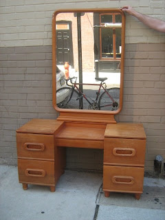 Uhuru Furniture & Collectibles: 1940s Maple Vanity and Mirror-SOLD!