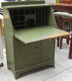 Uhuru Furniture & Collectibles: Painted Green Wood Antique Secretary ...