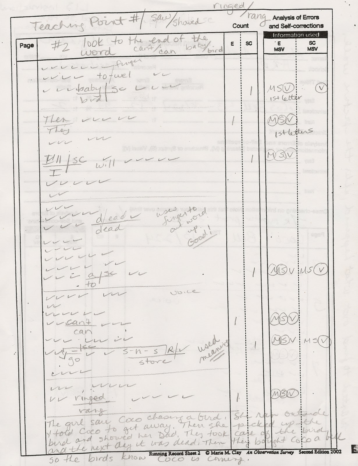 EDRG604 Diverse Learner: Entry # 7 Running Records and Miscue Analysis