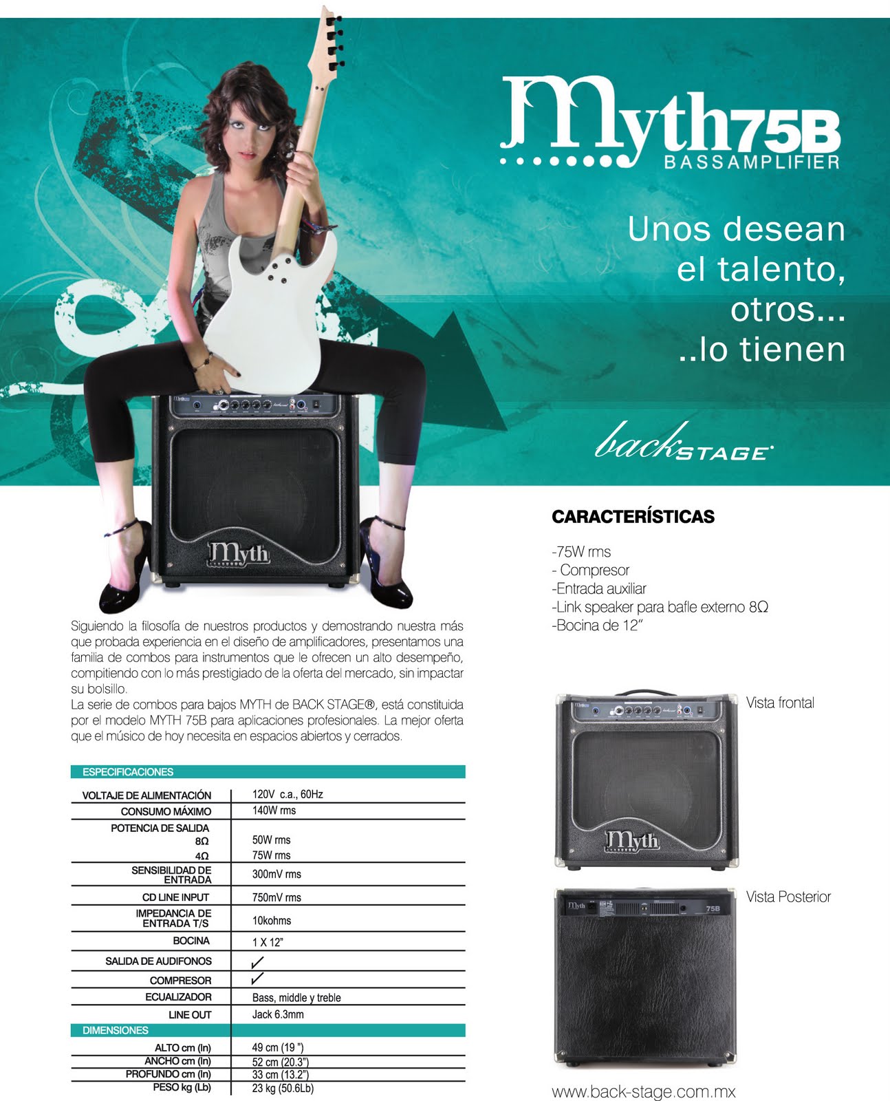 Sensey Electronics: Myth 75B Amplificador de Bajo por BACK STAGE®
