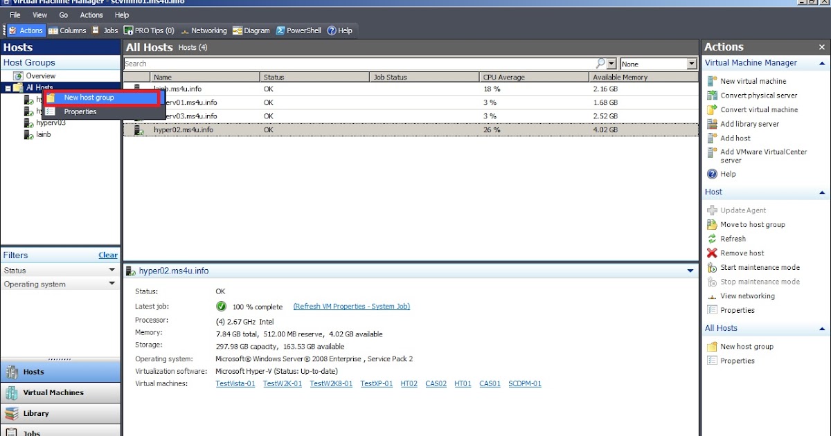 Hybrid Cloud: Host Group in SCVMM