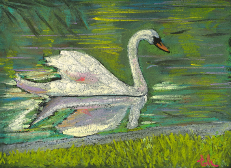 ART STEPPING STONES: impresionist swan painting - a collaboration