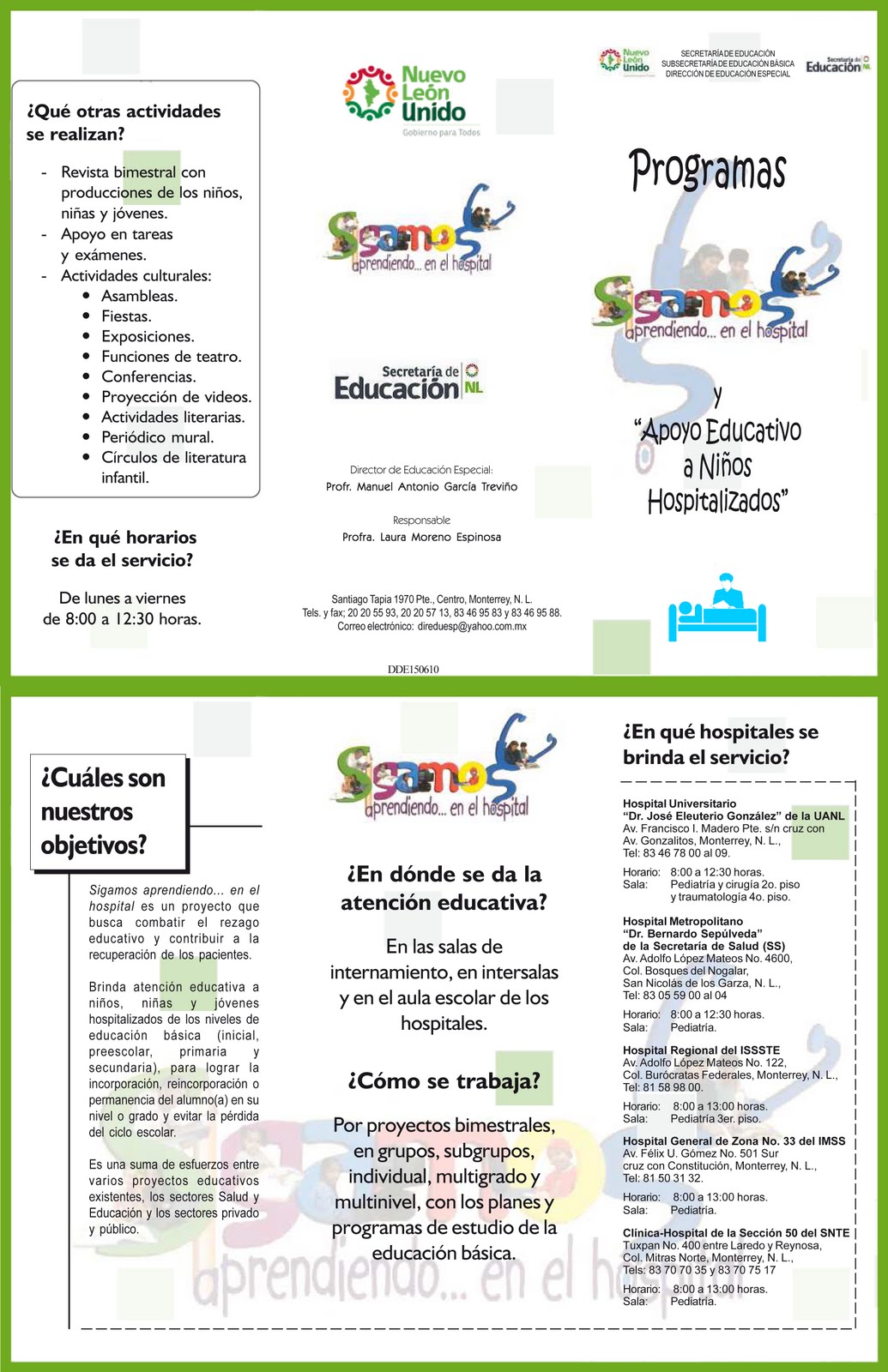 DIRECCIÓN DE EDUCACIÓN ESPECIAL DE NUEVO LEÓN: Triptico: Programas ...