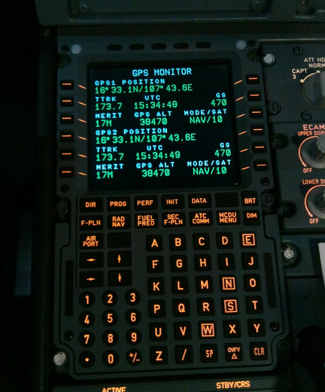 Flying China Man: A321 cockpit at night