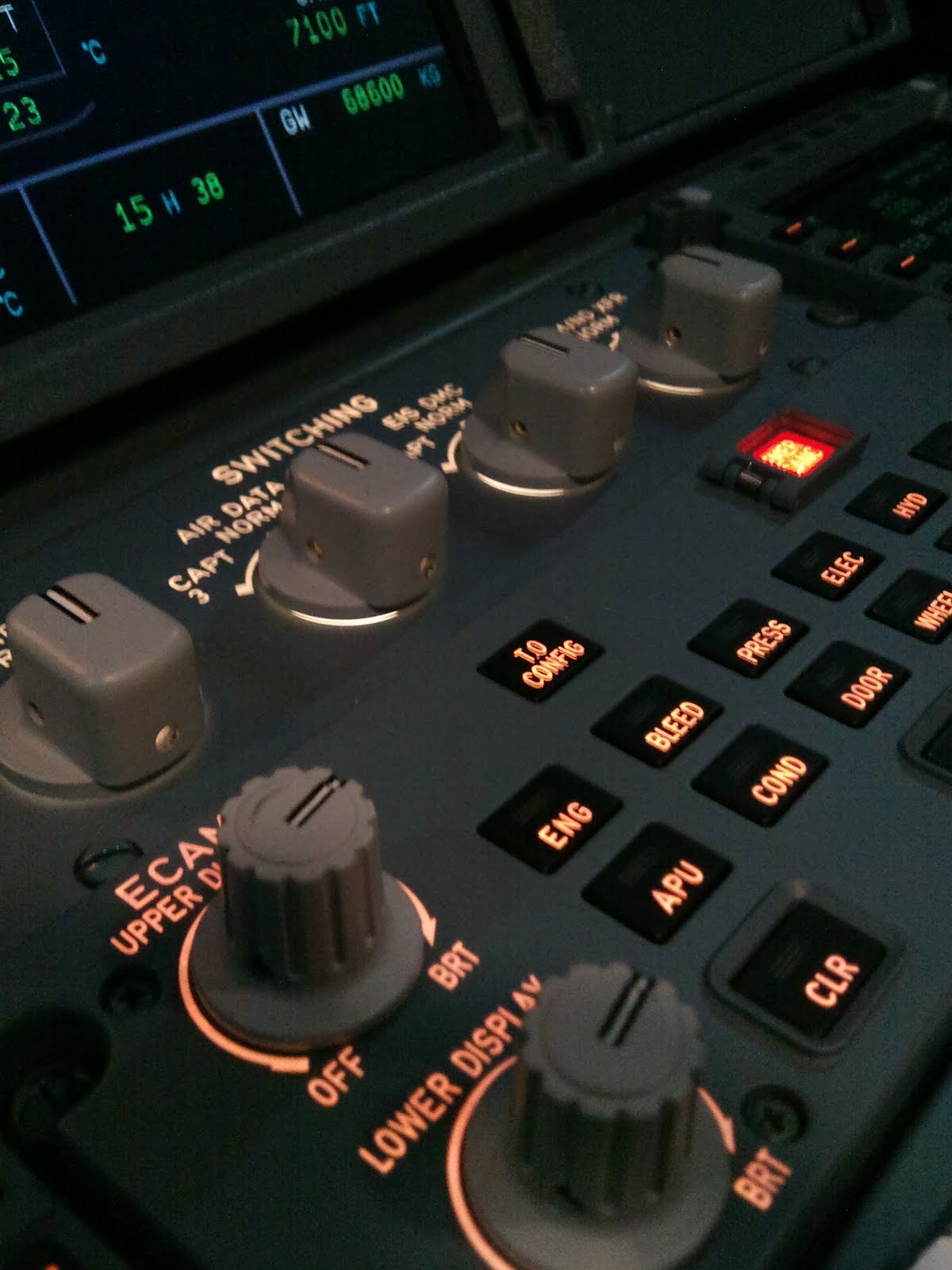 Flying China Man: A321 cockpit at night