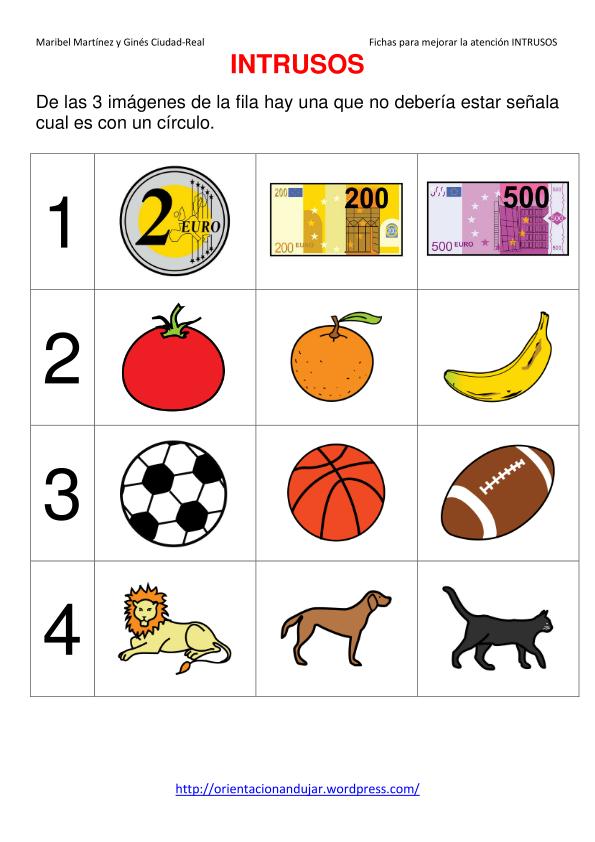 Aula de Apoyo: Actividades de atención. Intrusos.