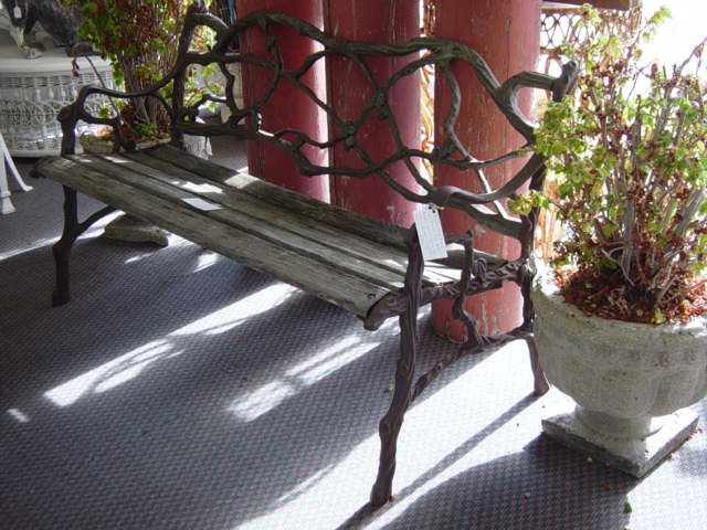 Newport Avenue Antiques: VINTAGE CAST IRON FAUX BOIS TWIG/BRANCH BENCH