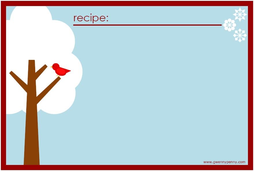 Gwenny Penny: Printable: Winter Recipe Cards, Labels, and Cupcake Toppers