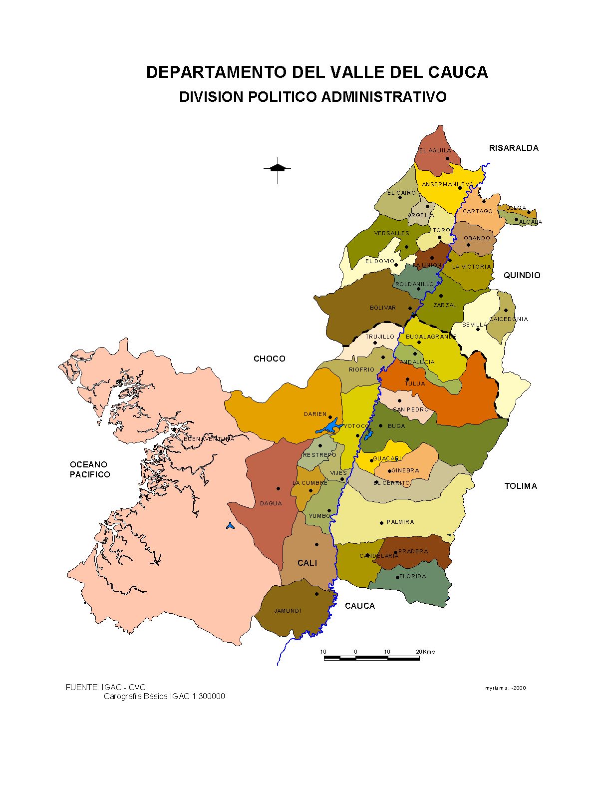 Mapa Rios Valle Del Cauca
