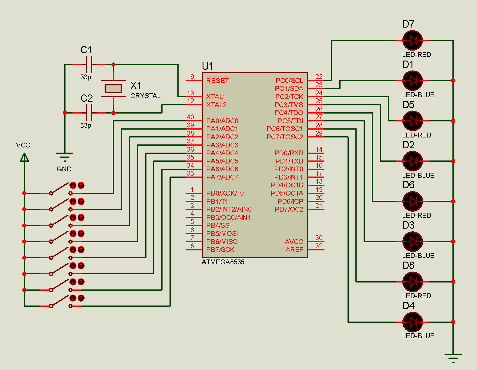 Elektronik: Running Led dengan Mikrokontroller ATMega 8535
