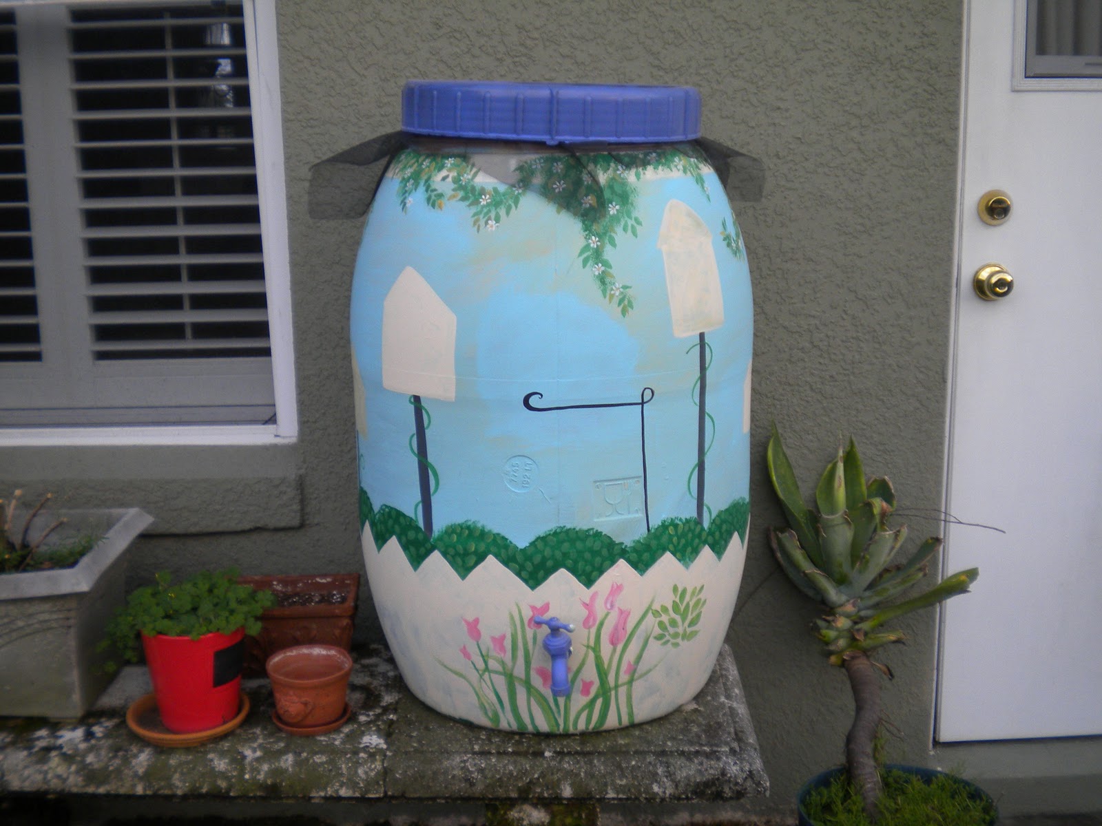 Behind The Pencil...: Rain Barrel Painting