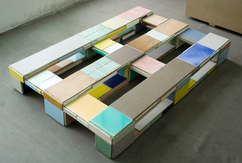 work hard and be nice to people: Pallet covered with tiles series