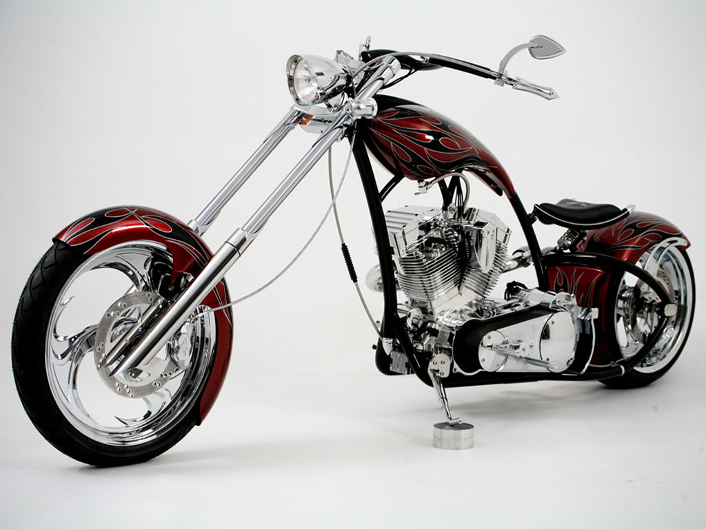 wallpaper-best-size: Slim Red Black Chopper Motorcycle