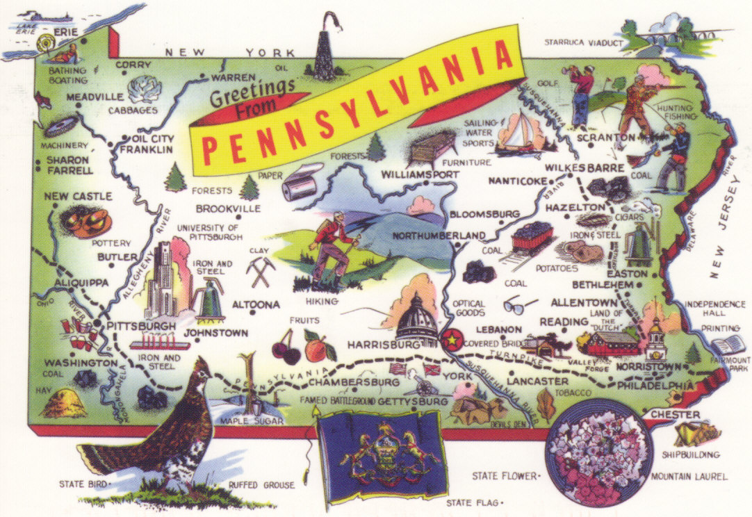 Skowt's postcard Travels!: Pennsylvania Map