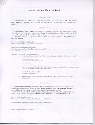 Our Lindley Family Tree: Retta's Ahnentafel (Ancestor Table)