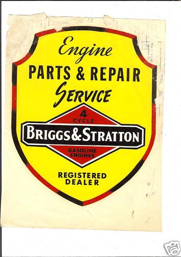Vintage Engine Decals: 1920 ANTIQUE BRIGGS & STRATTON ENGINES GAS FARM SIGN