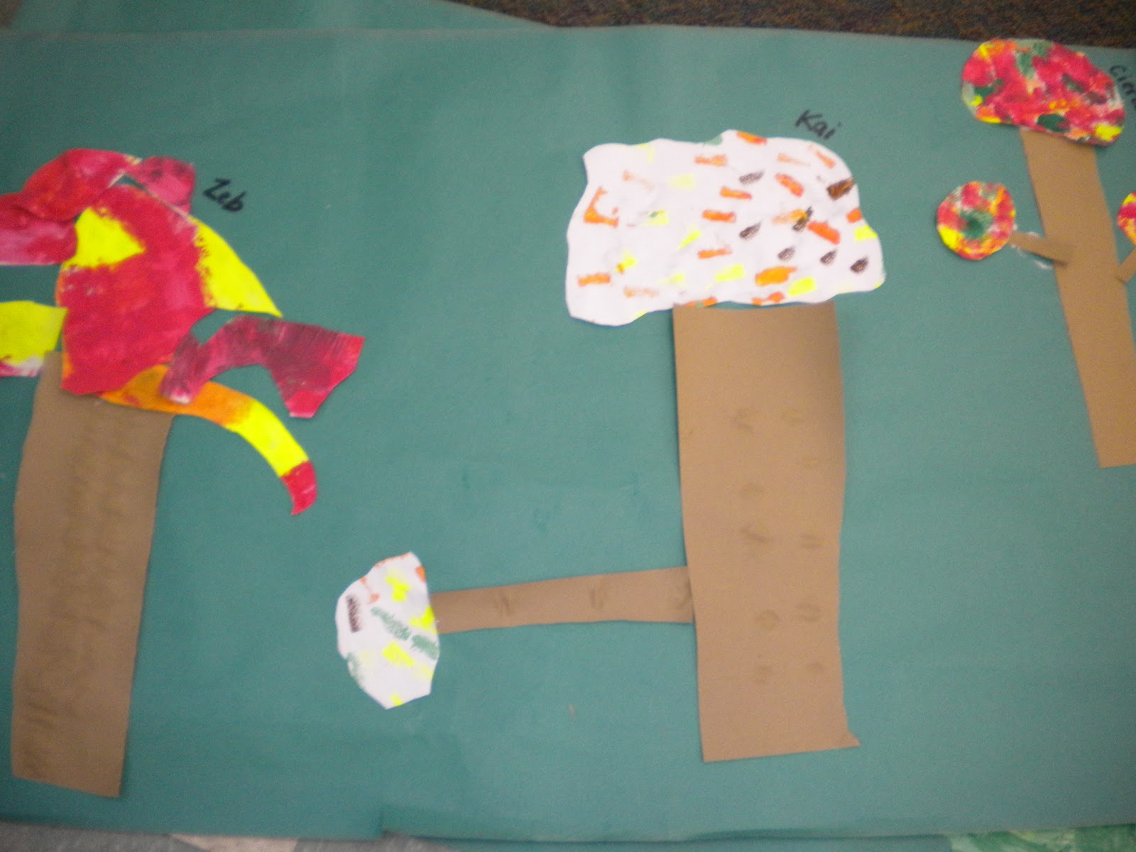 Waitsfield Elementary Art: Fall Sponge-Painted Trees by the Kindergarten