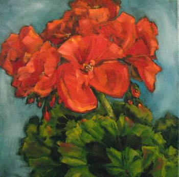 Kim Blair Artist: Geranium Floral Painting, Burlesque, by Canadian ...