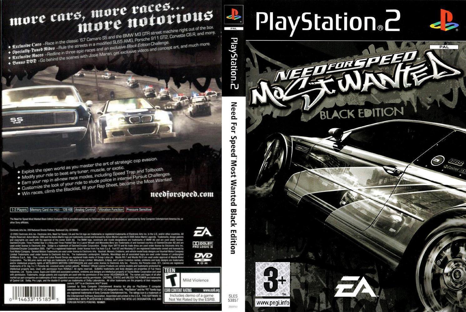 Video Club de los Valles Juegos PS2: N.F.S.BLACK EDITION