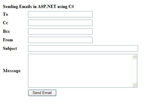 Sending Email In Asp Using C