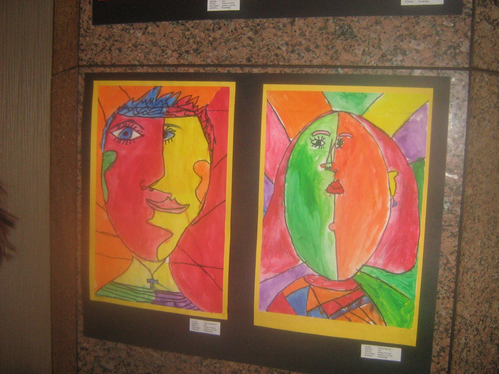 Mrs. Levine's Elementary Art Blog: Warm/Cool Cubist Portraits by 2nd grade