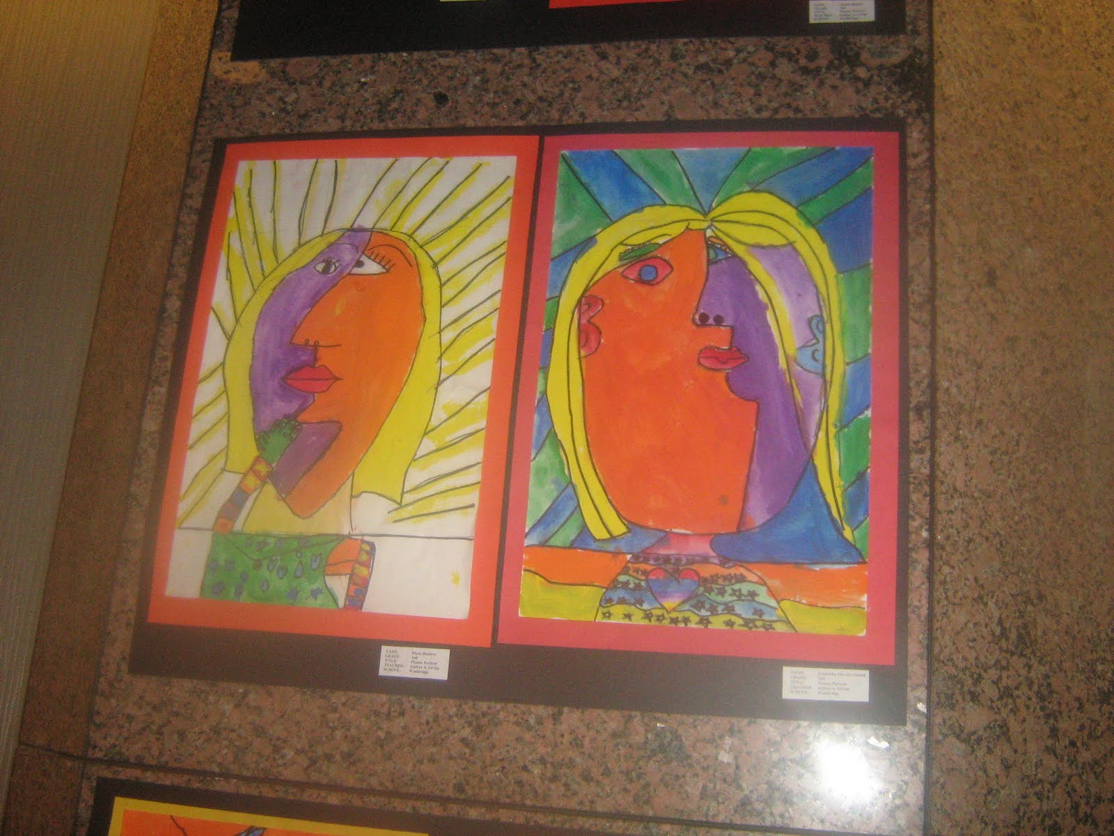 Mrs. Levine's Elementary Art Blog: Warm/Cool Cubist Portraits by 2nd grade