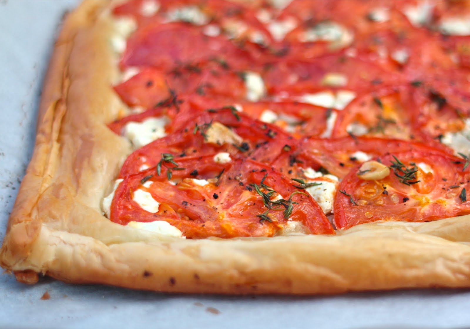 Under the High Chair: Tomato & Chevre Phyllo Tart with Thyme