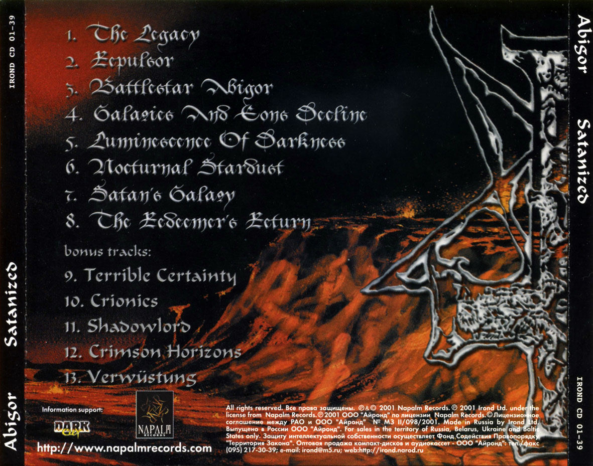 CARATULAS DE CD DE MUSICA: Abigor Satanized(2001)