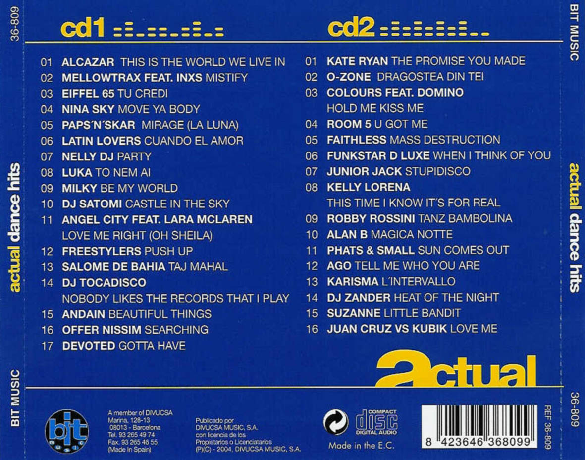 CARATULAS DE CD DE MUSICA: Actual Dance Hits (2004)