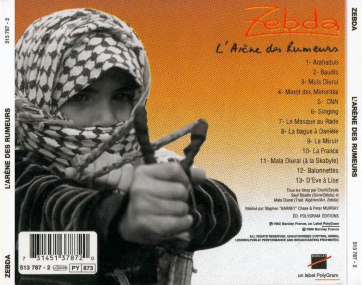 CARATULAS DE CD DE MUSICA: Zebda L'arene Des Rumeurs (1992)