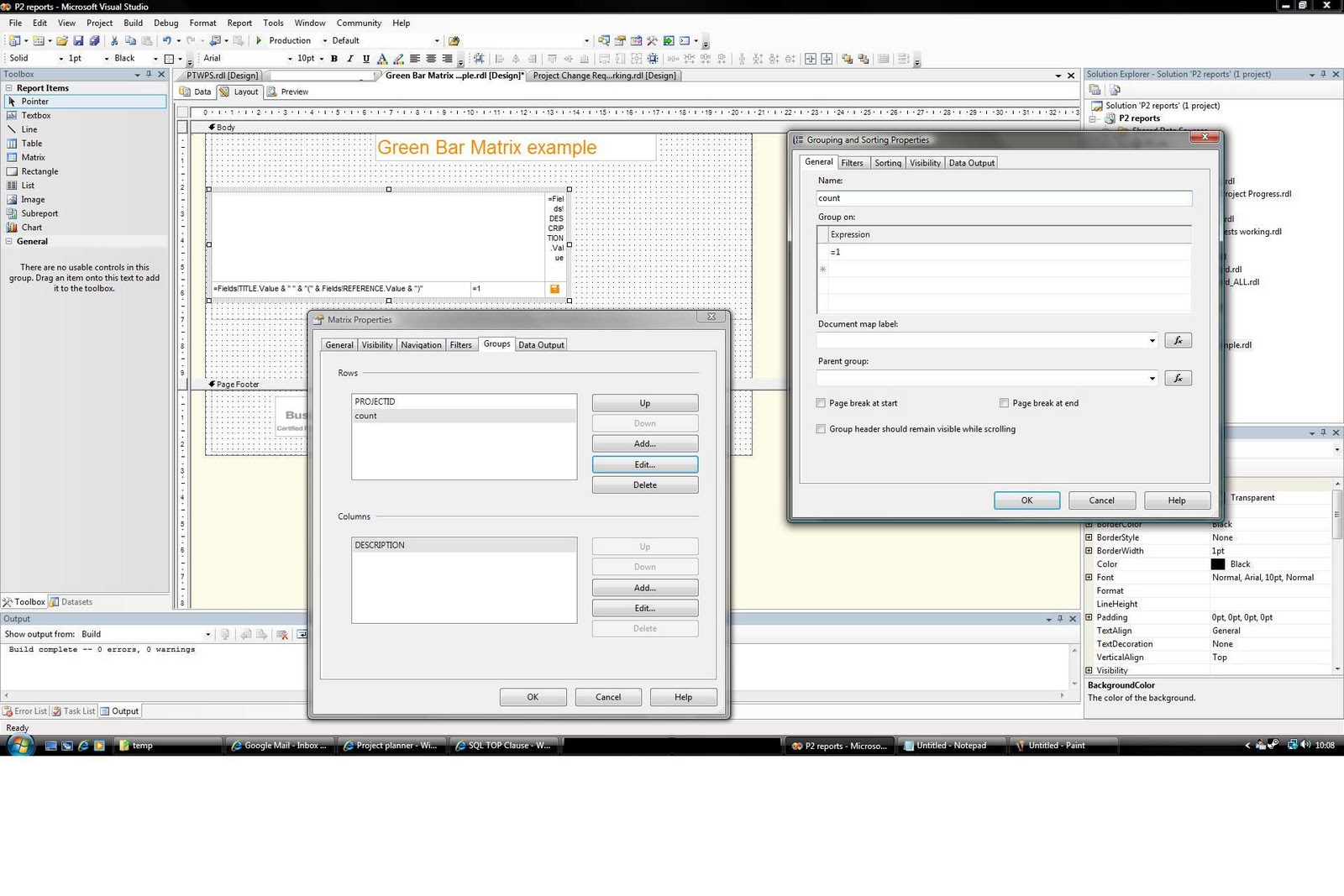 SQL Server, SSRS and Crystal Reports: Green bar matrix report - SSRS SQL Server, SSRS and Crystal Reports: Green bar matrix report - SSRS