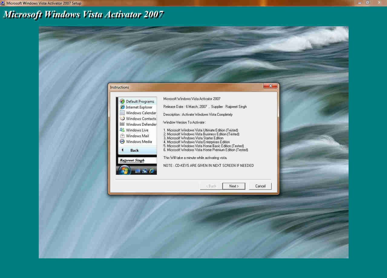 Windows vista working patch zip : toderbui